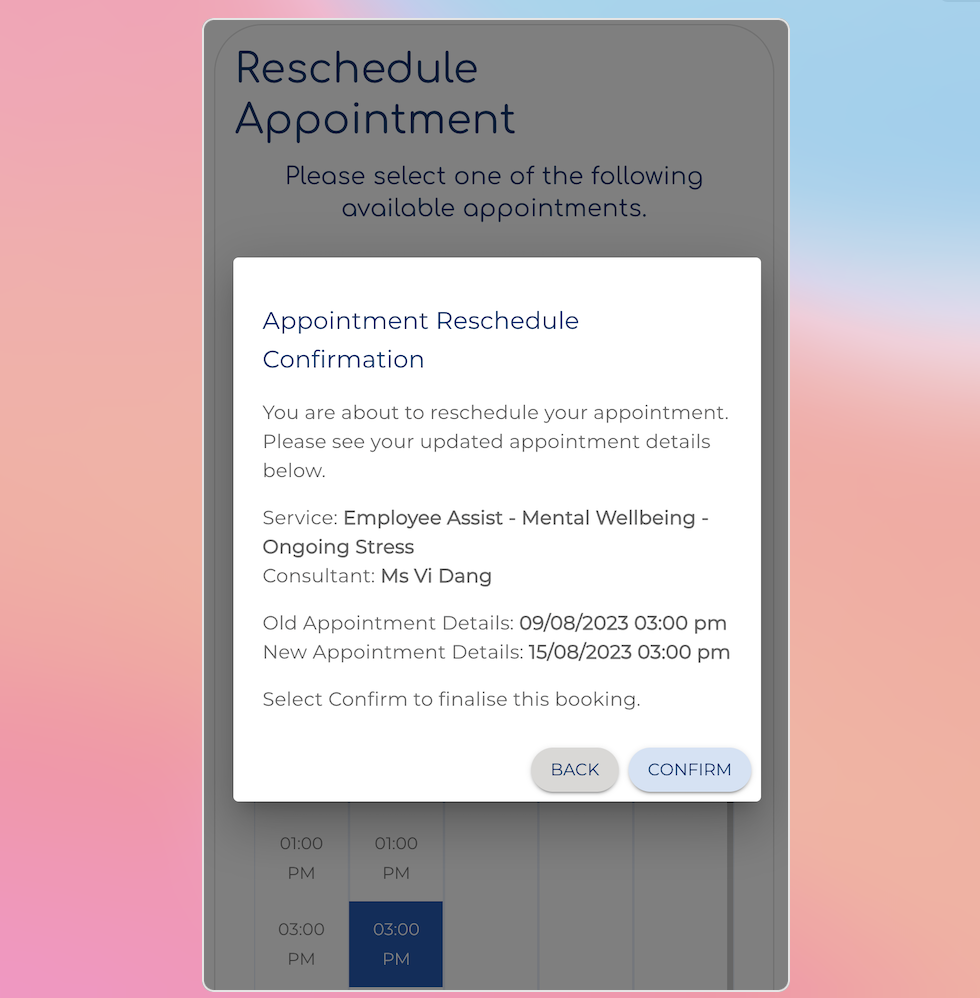 Reschedule an appointment